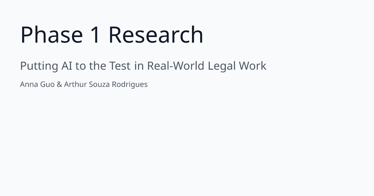 Phase 1 Research - Legal AI Benchmarking
